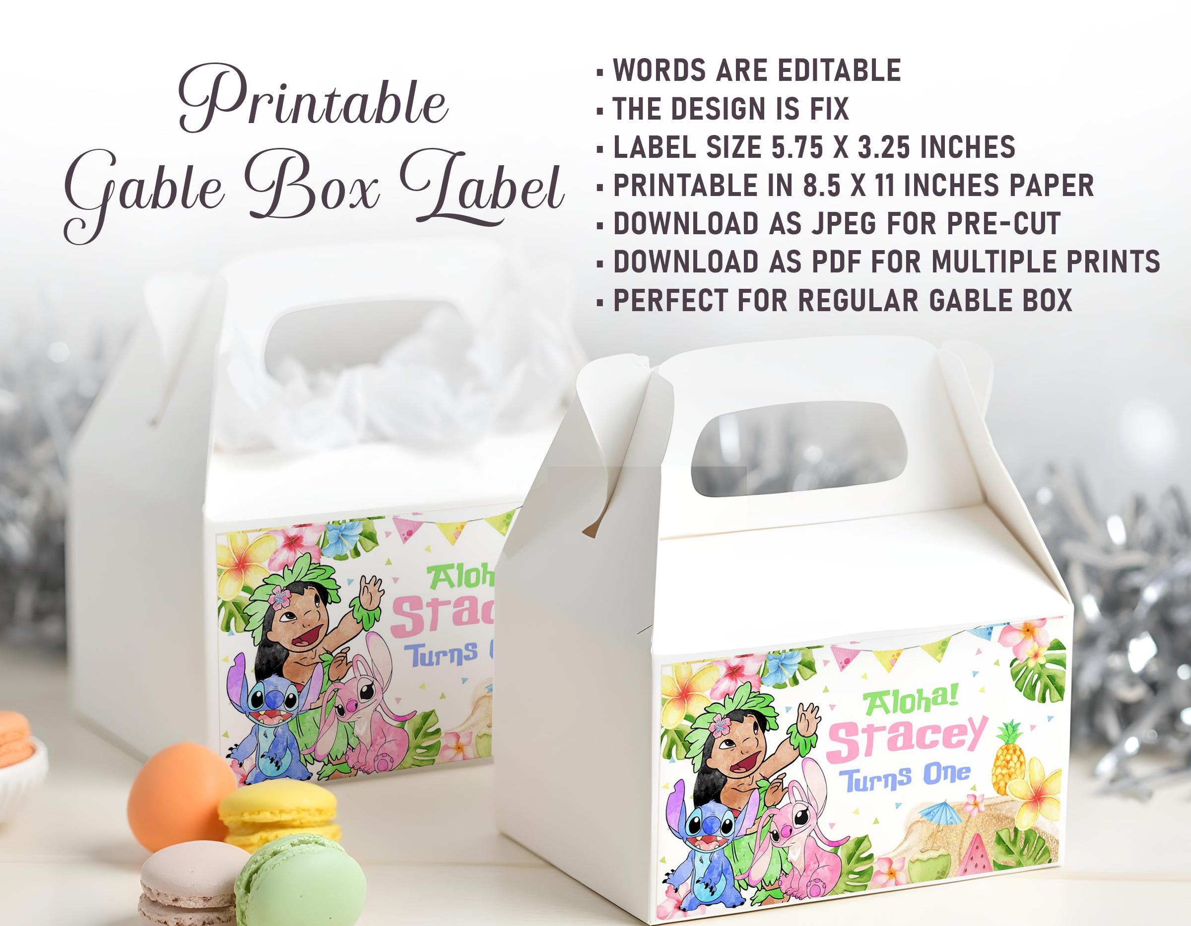 Lilo Stitch Gable Box Label, Lilo Stitch Treat Box Label, Lilo Stitch ...
