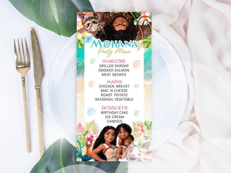 Moana 2 Menu, Moana 2 Menu Printable, Moana 2, DIGITAL FILE ONLY 0047 ...