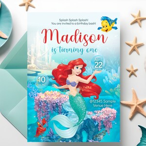 Little Mermaid Ariel Invitation, Little Mermaid Ariel Digital ...