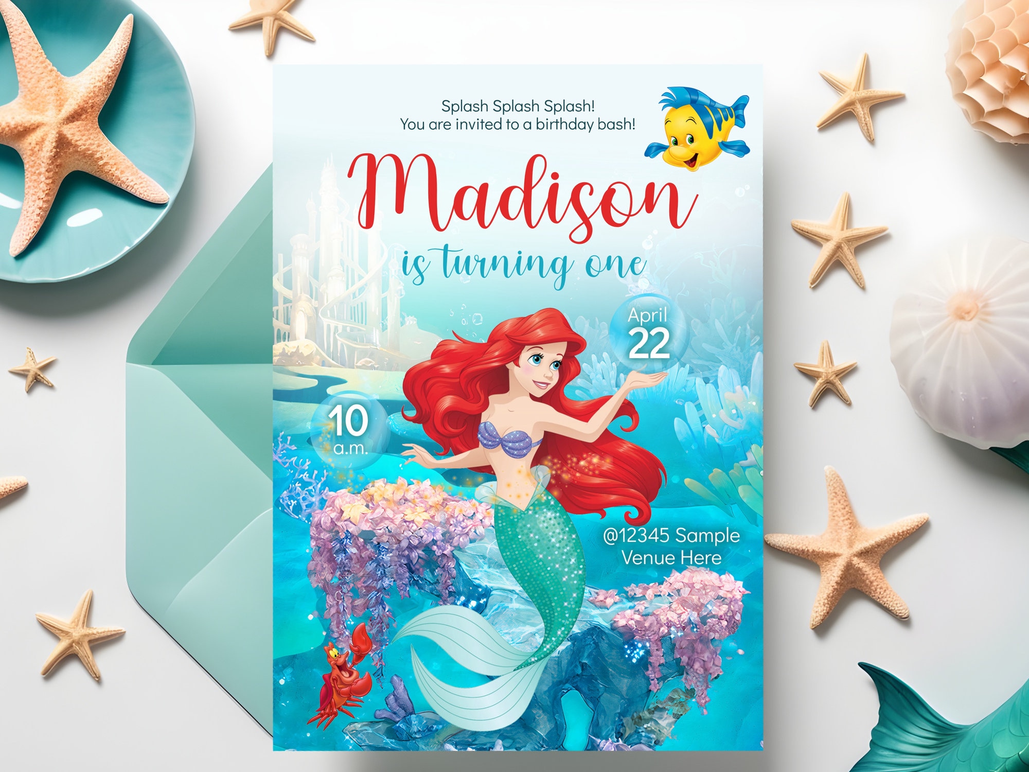 Invitación de Ariel de La Sirenita, invitación digital de Ariel de La ...