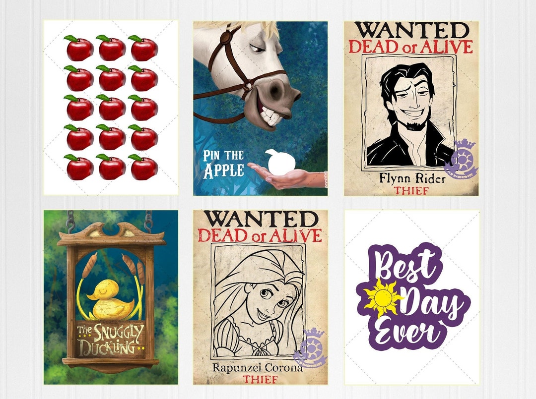 Tangled Rapunzel Party Signs, Tangled Rapunzel Posters, Tangled ...