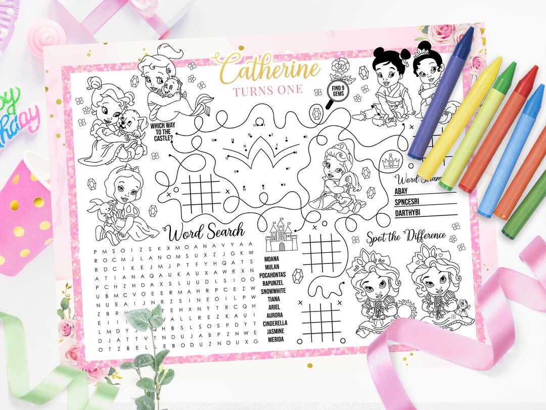 Baby Princess Activity Placemat, Baby Princess Placemat, Baby Princess ...