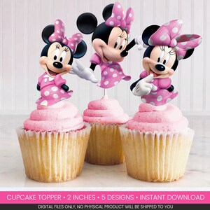 Minnie Mouse Pink Cupcake Topper Minnie Mouse Pink Printable - Etsy