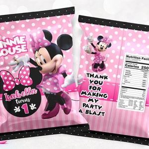 Minnie Mouse Pink Chip Bag, Minnie Mouse Pink Chip Bag Label, Minnie ...