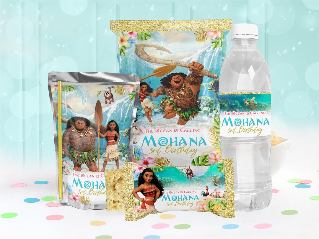 Moana Party Favors Template, Moana Treats Template, Moana Chip Bag ...