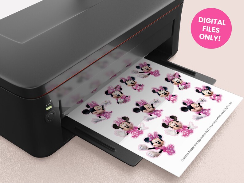 Minnie Mouse Pink Cupcake Topper Minnie Mouse Pink Printable - Etsy