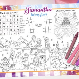 Frozen 2 Activity Placemat, Frozen Placemat, Frozen Coloring Sheet ...
