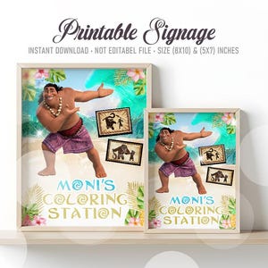 Moana 2 Coloring Station Signage, Moana 2 Party Signage, Moana 2 ...