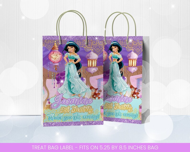 Princess Jasmine Treat Bag Label Princess Jasmine Paper Bag - Etsy
