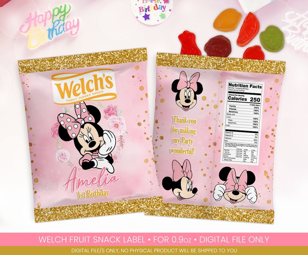 Minnie Mouse Welch Fruit Snack Label Minnie Mouse Welch Fruit - Etsy