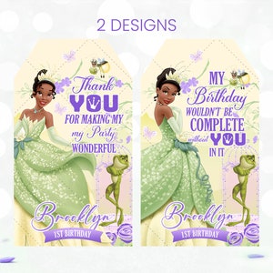 Princess Tiana Thank You Tags, Princess Tiana Giveaway Labels, Princess ...