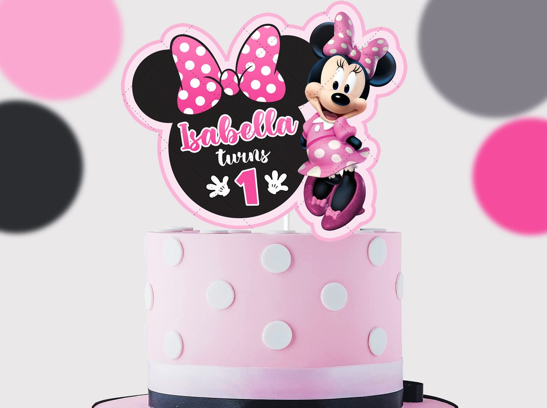 Minnie Mouse Pink Cake Topper, Minnie Mouse Pink Birthday Cake Topper ...