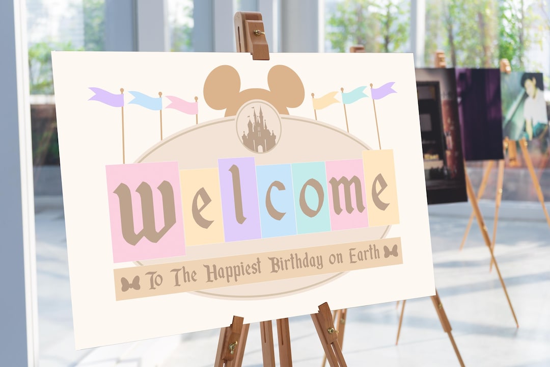 Disneyland Birthday Party Welcome Sign, Disneyland Party Decoration ...