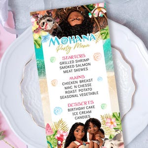 Moana 2 Menu, Moana 2 Menu Printable, Moana 2, DIGITAL FILE ONLY 0047 ...