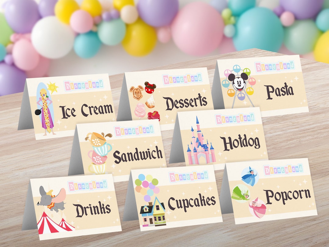 Happiest Birthday Food Label, Magical Party Food Tent Label, Theme Park ...