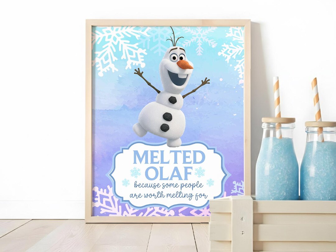Frozen Party Sign Melted Olaf, Frozen Drinks Signage, Frozen Party Sign ...