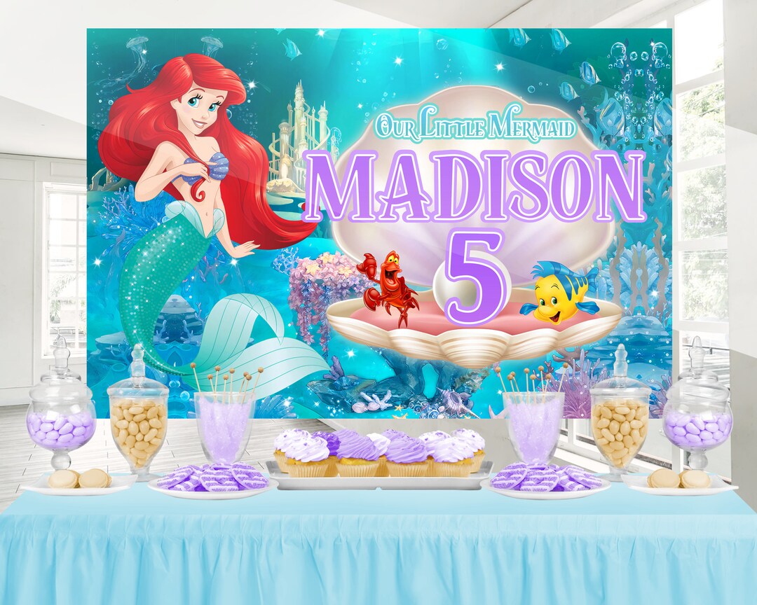 Little Mermaid Ariel Backdrop, Little Mermaid Ariel Banner, Little ...