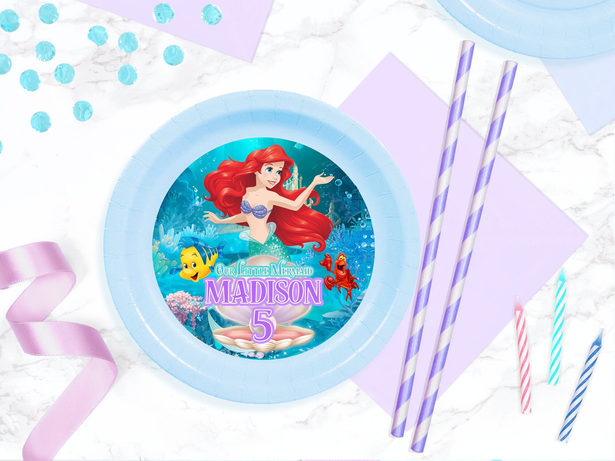Little Mermaid Ariel Charger Plate Insert, Little Mermaid Ariel Plate ...