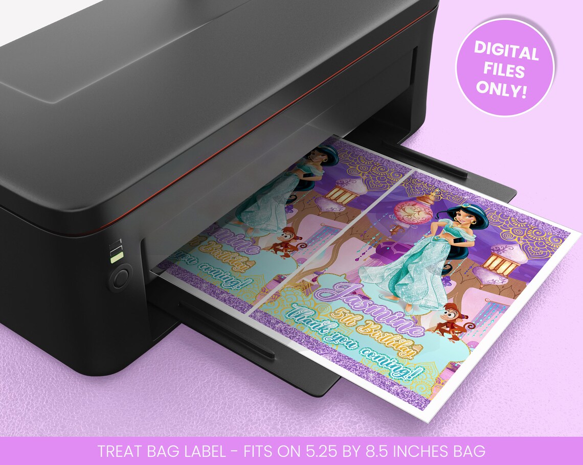 Princess Jasmine Treat Bag Label Princess Jasmine Paper Bag - Etsy