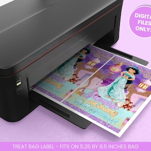 Princess Jasmine Treat Bag Label Princess Jasmine Paper Bag - Etsy