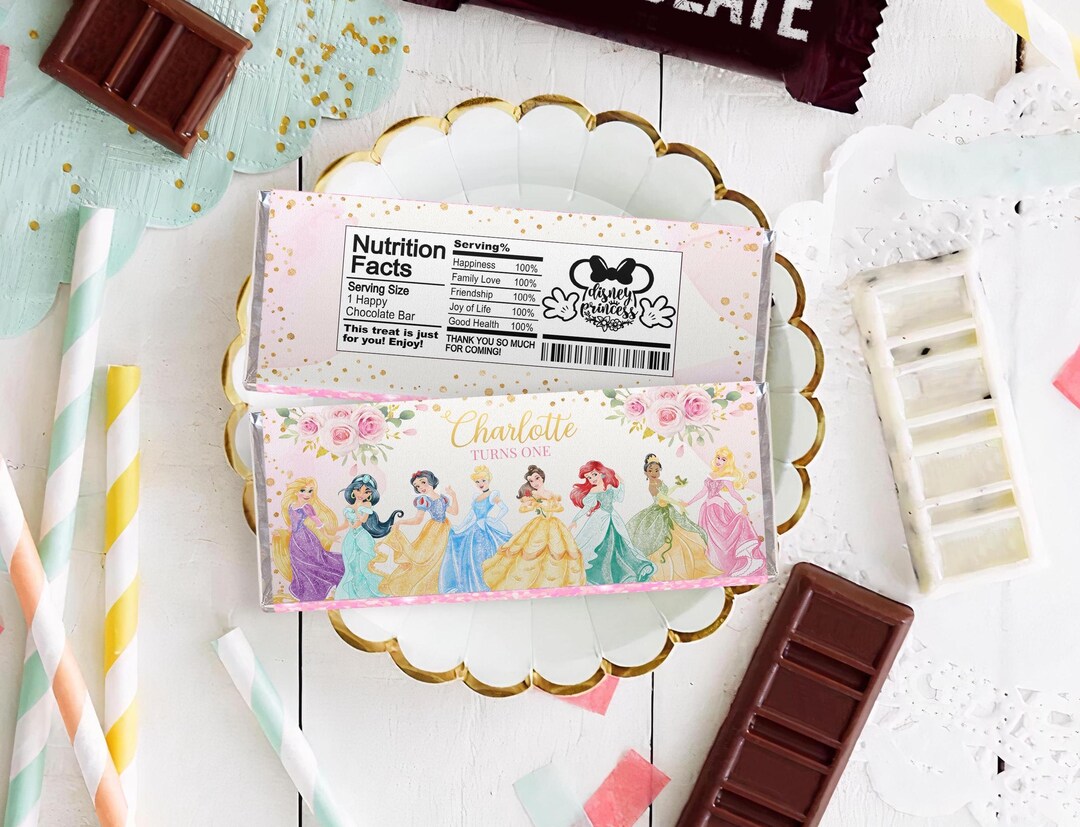 Princess Chocolate Bar Label, Princess Candy Bar Wrapper, Princess ...