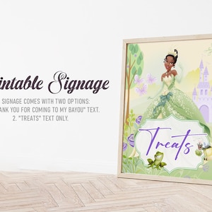 Princess Tiana Party Signage, Princess Tiana Signage, Princess Treats ...