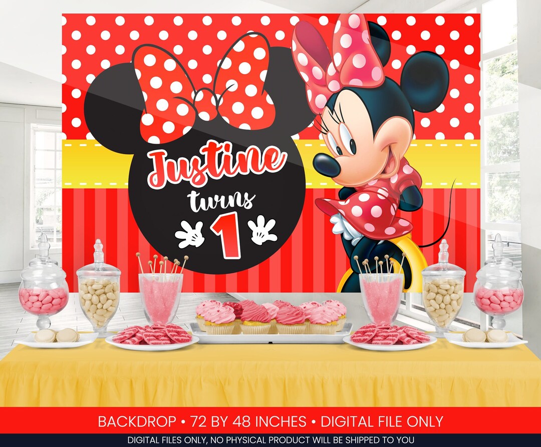 Minnie Mouse Red Backdrop Minnie Mouse Red Banner Minnie - Etsy