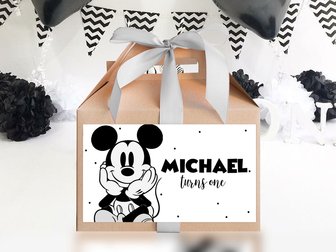 Mickey Mouse Gable Box Label, Mickey Gable Box Label Black and White ...