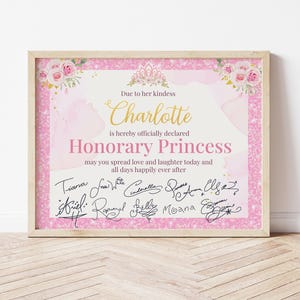 Princesses Honorary Princess Certificate, Princesses Certificate ...