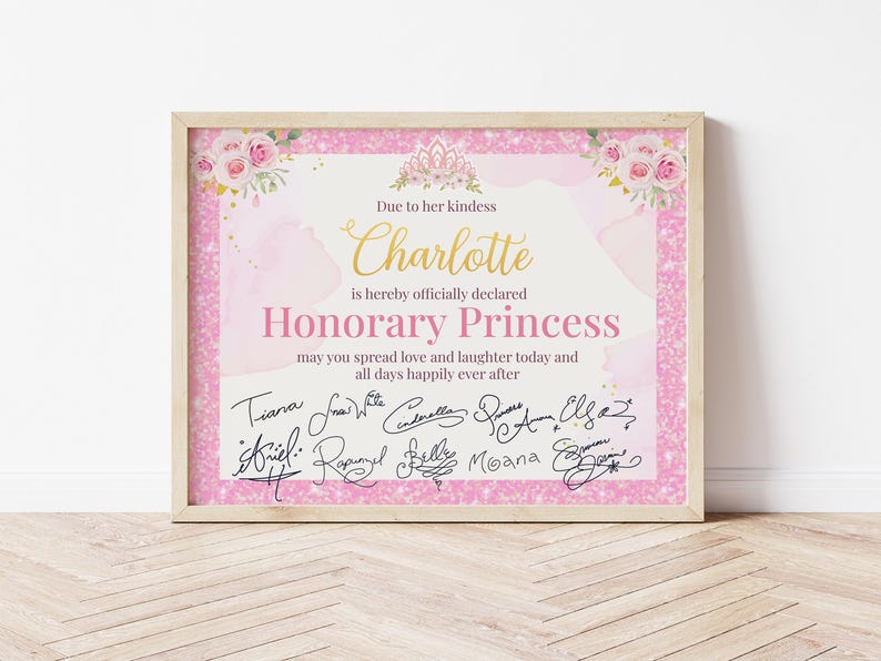 Princesses Honorary Princess Certificate, Princesses Certificate ...
