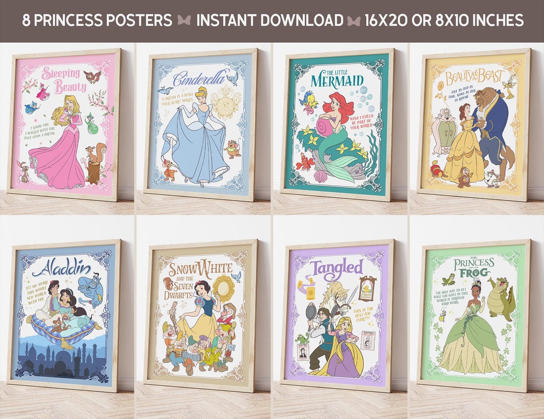 Printable Princess Banner, Disneyland Birthday Party Decoration ...