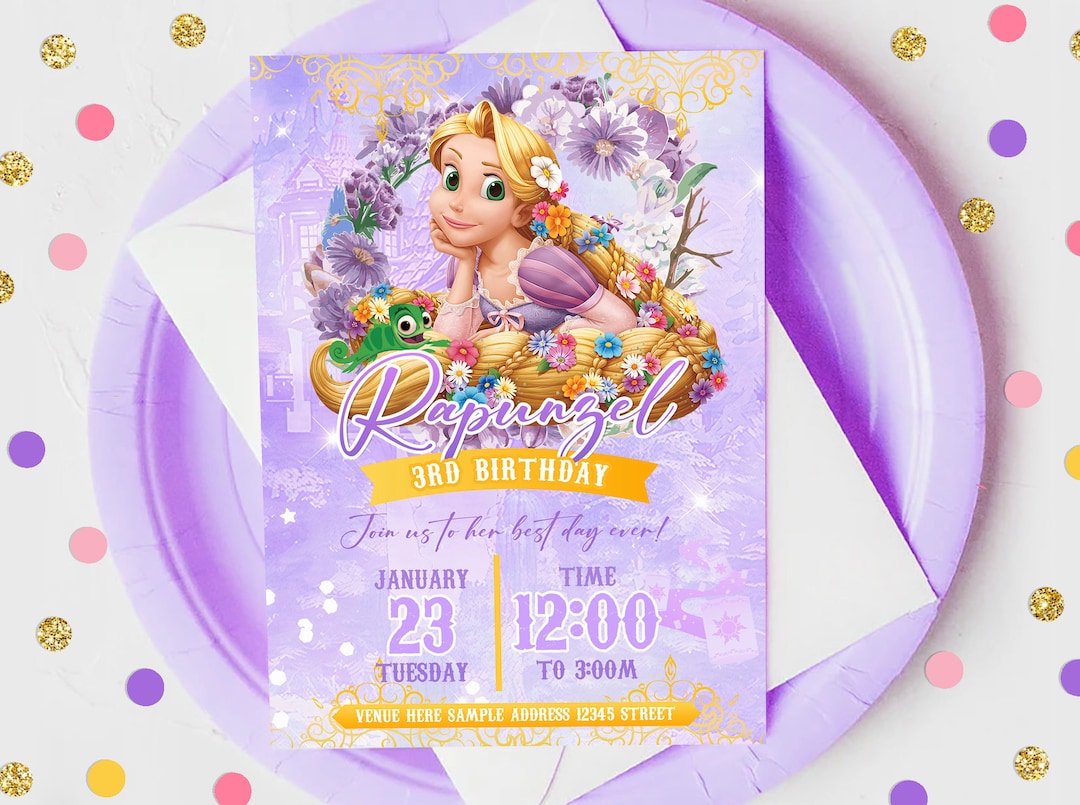 Tangled Rapunzel Invitation, Tangled Rapunzel Digital Invitation ...