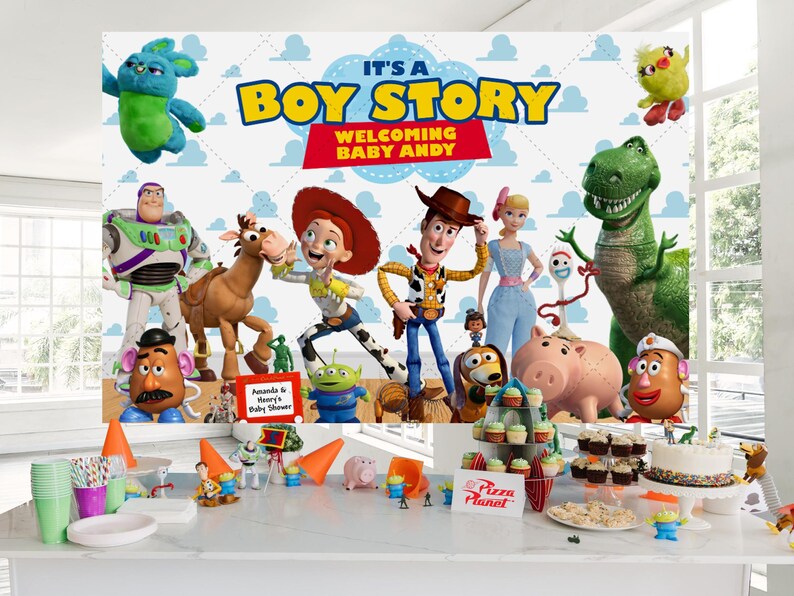 Its a Boy Story Backdrop, Toy Story Baby Shower Backdrop, Toy Story ...