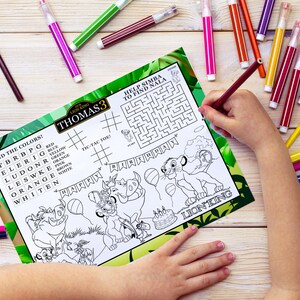 Lion King Activity Placemat, Lion King Placemat, Lion King Coloring ...