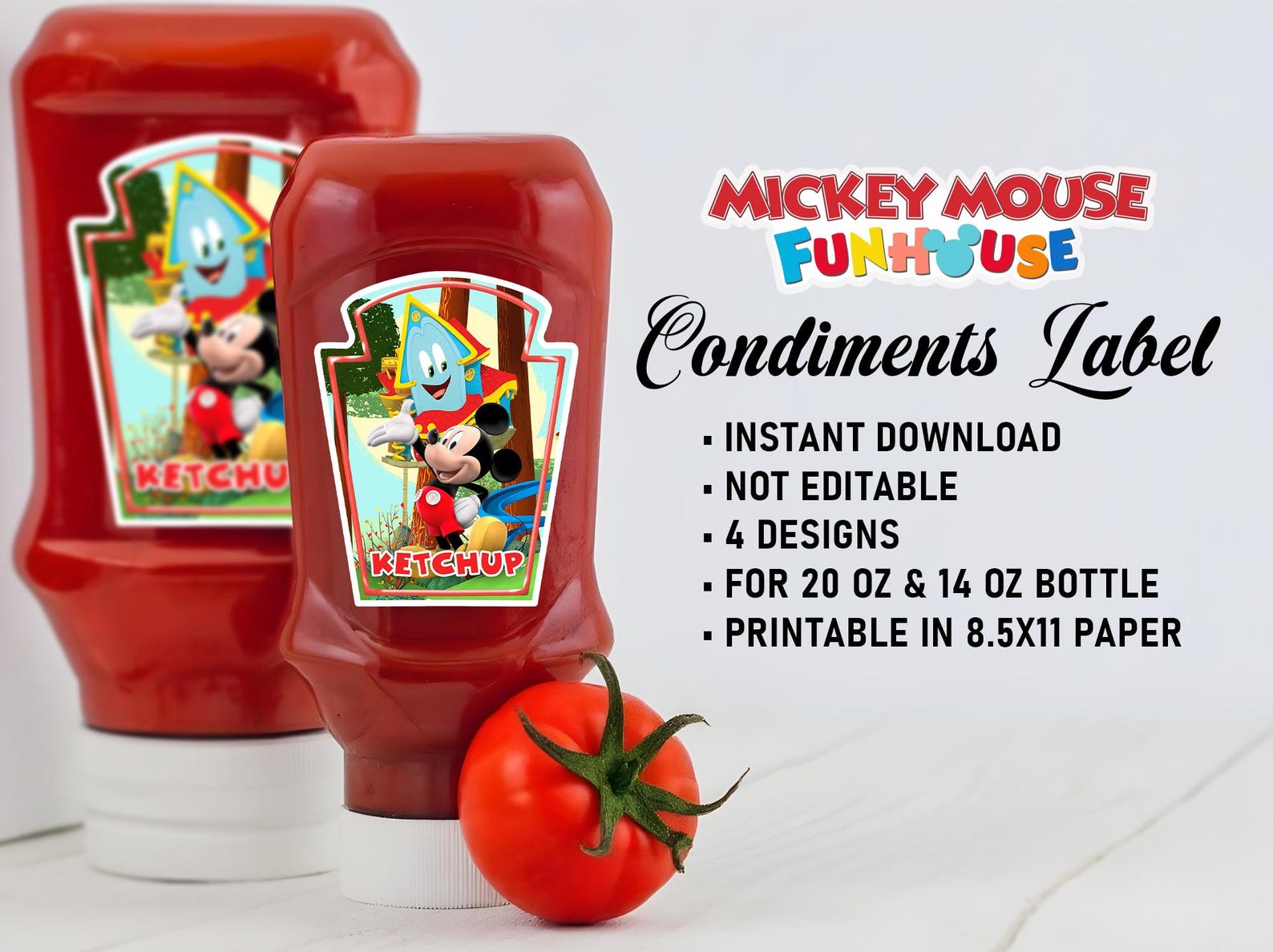 Mouse Fun House Condiments Label, Mouse Funhouse Printable Condiments ...