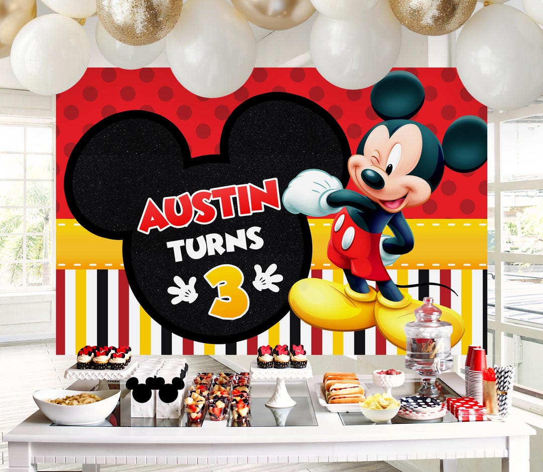 Mickey Mouse Backdrop, Mickey Mouse Banner, Mickey Mouse Printable ...