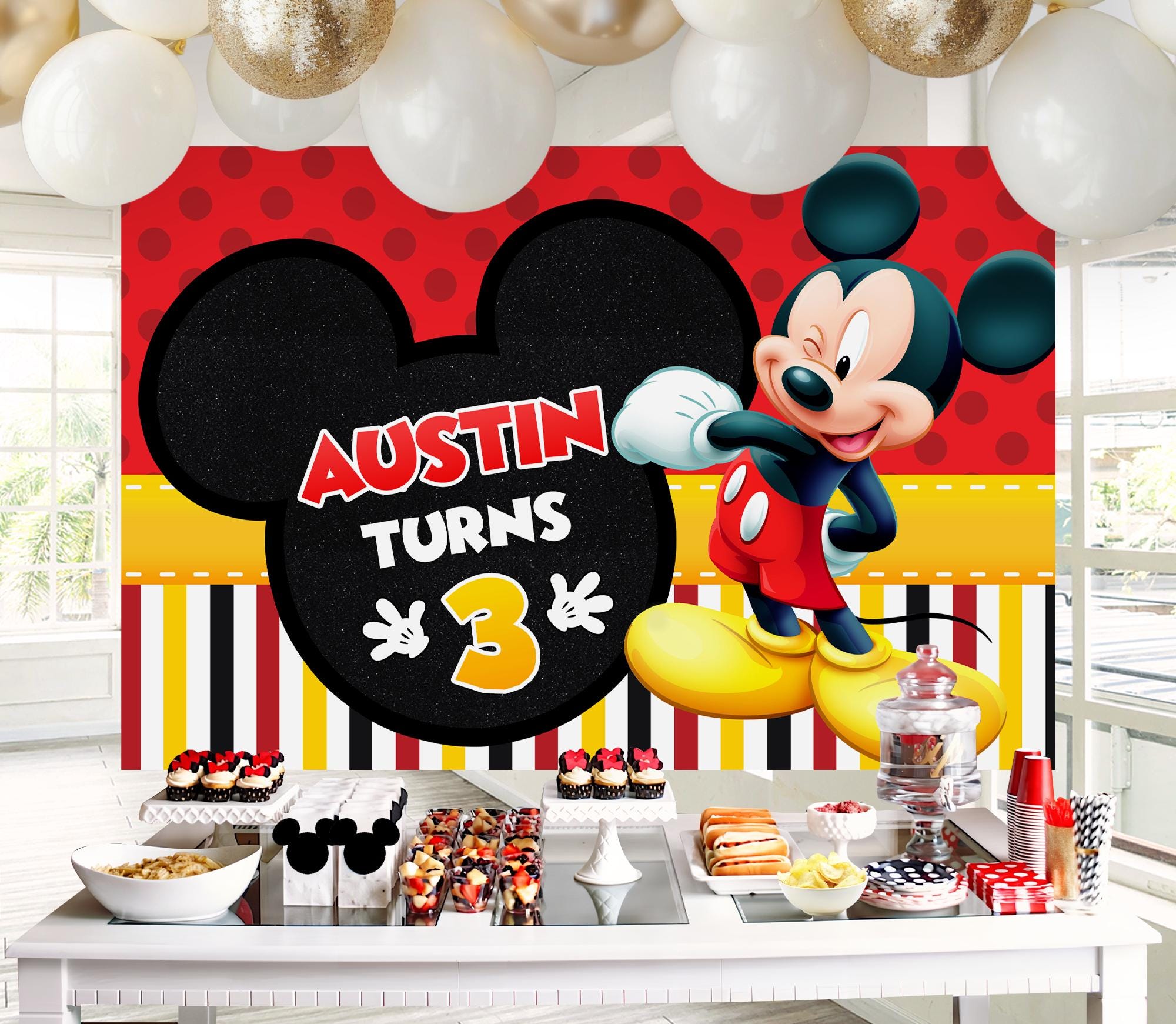Mickey Mouse Backdrop, Mickey Mouse Banner, Mickey Mouse Printable ...