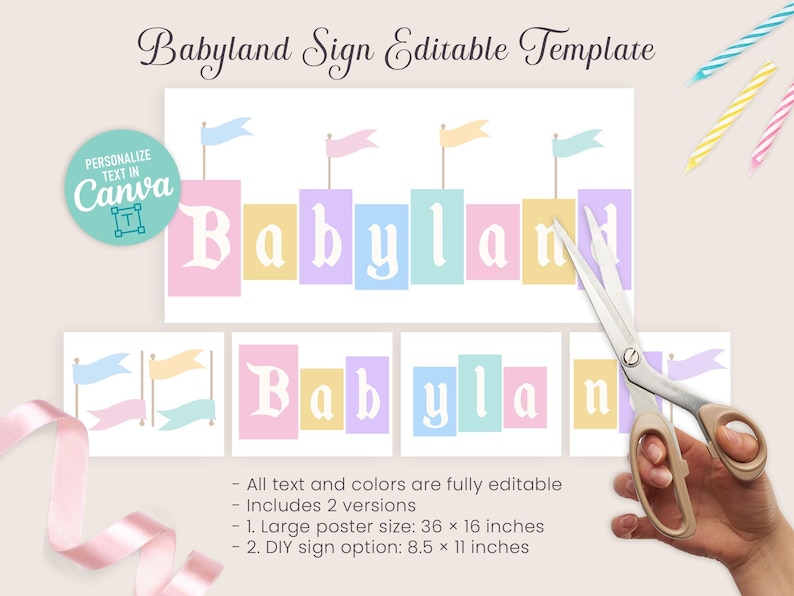 Babyland Sign Fully Editable Template, Minnie Mouse Babyshower, Digital ...