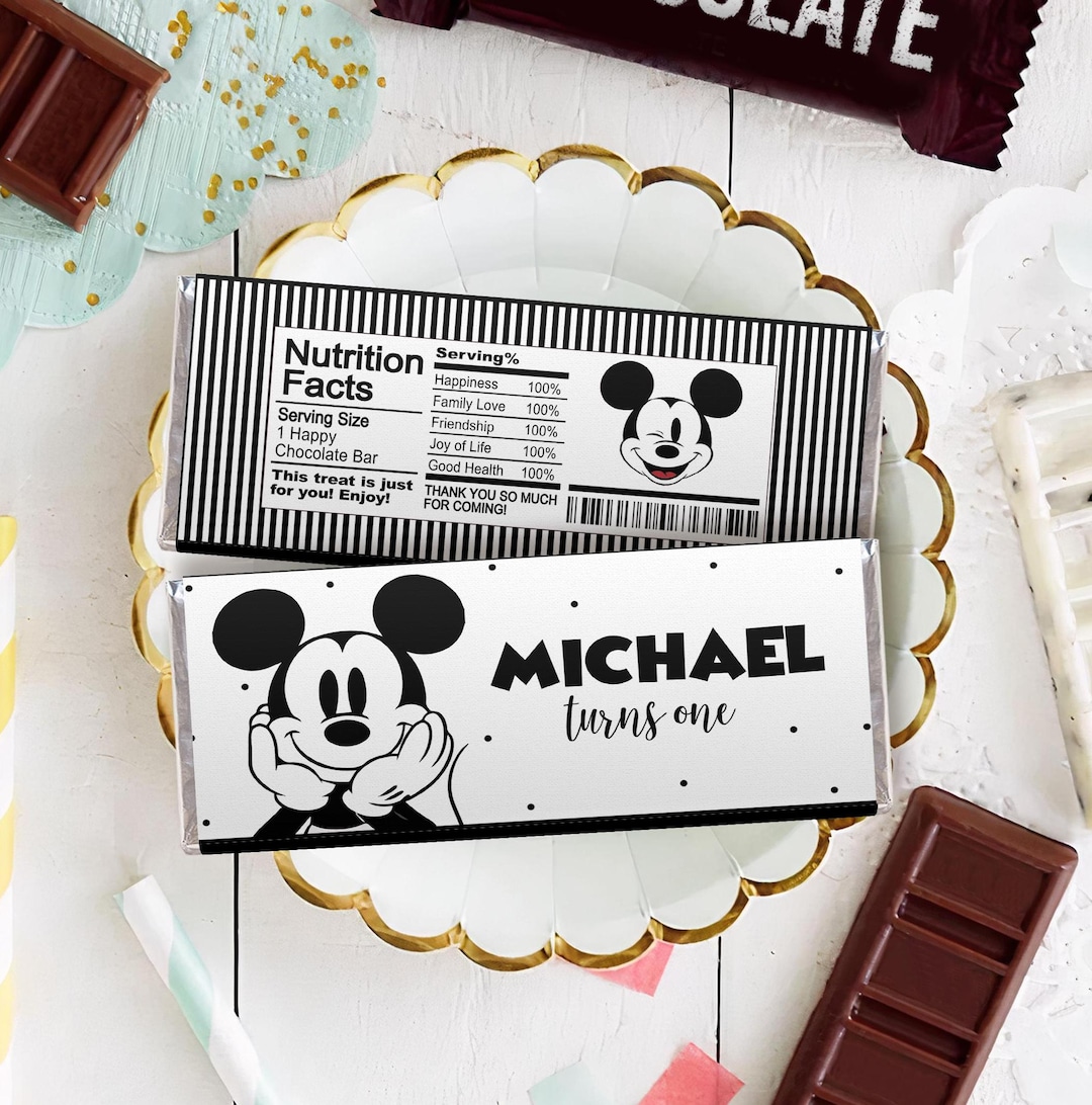 Mickey Chocolate Bar Label, Mickey Candy Bar Wrapper, Mickey Chocolate ...