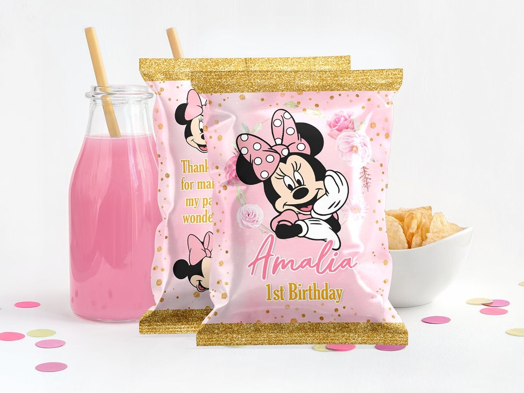 Minnie Mouse Pink Chip Bag, Minnie Mouse Pink Chip Bag Label, Minnie ...
