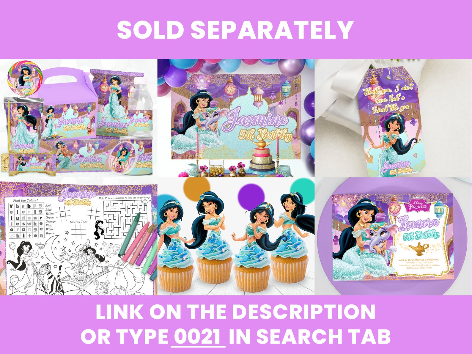 Princess Jasmine Treat Bag Label Princess Jasmine Paper Bag - Etsy