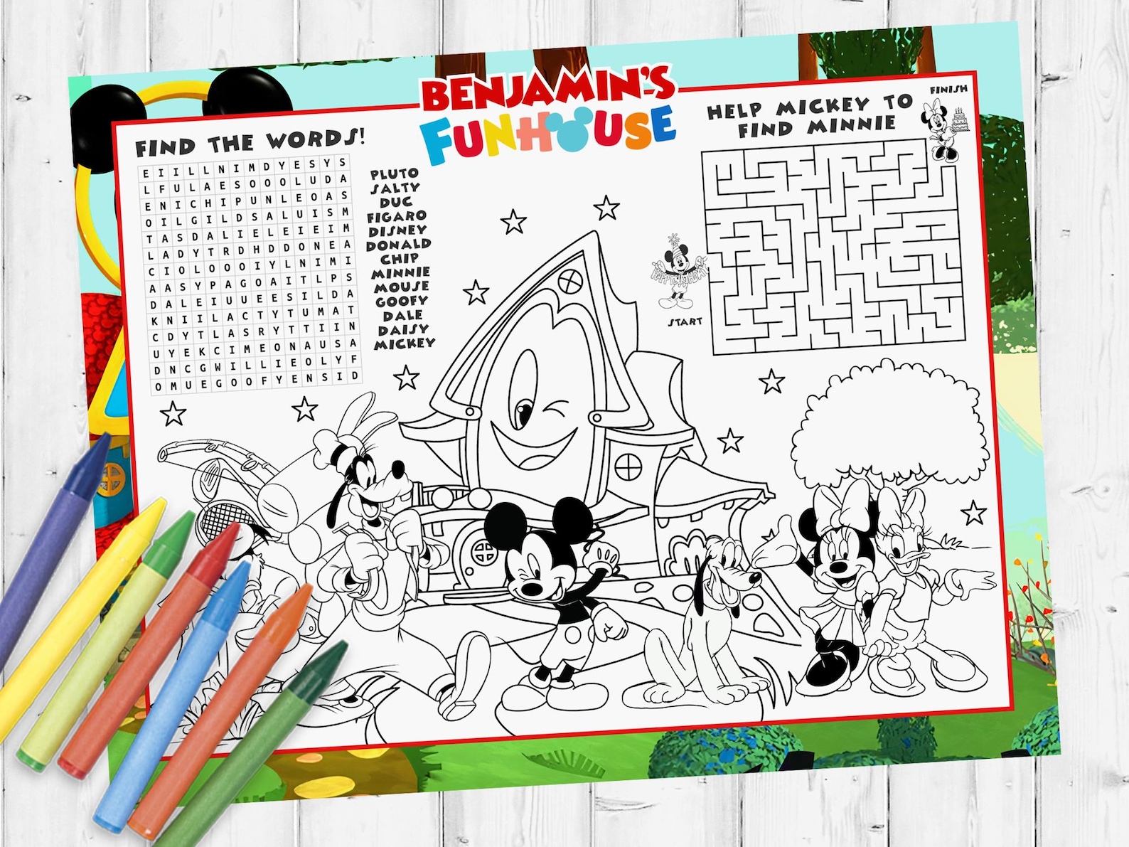 Mickey Funhouse Activity Placemat, Coloring Sheet, Digital File, 0029 ...