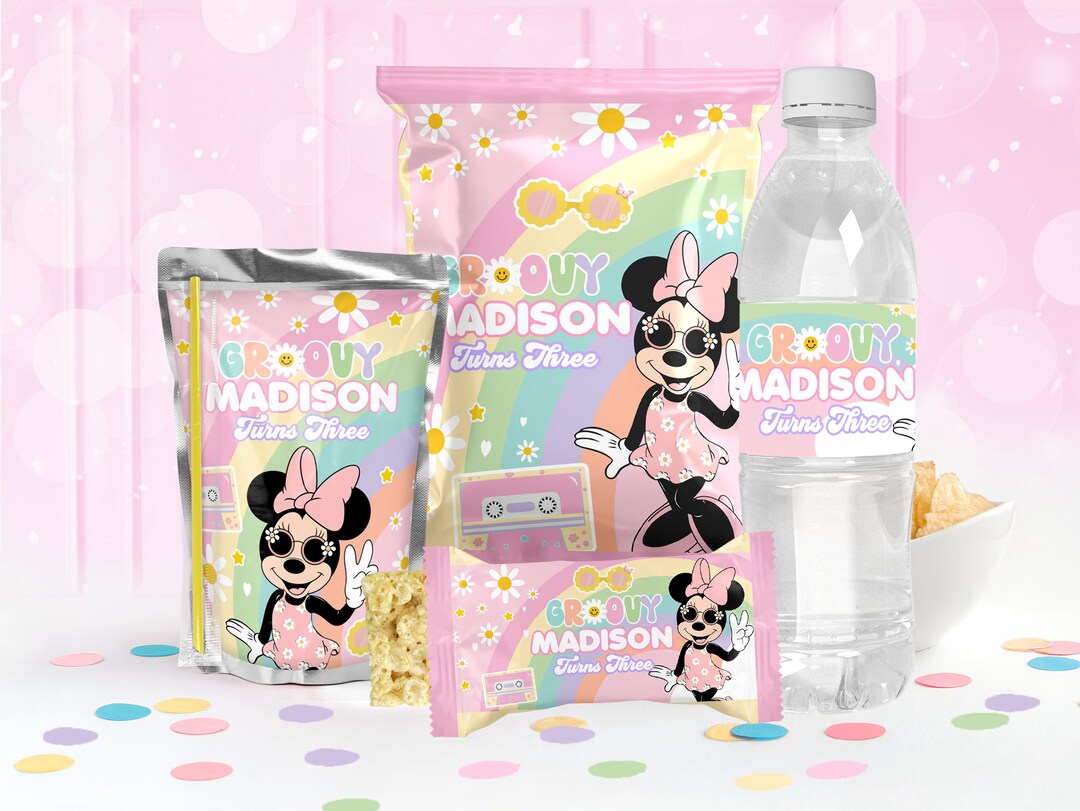 Mouse Groovy Party Favors Template, Mouse Groovy Chip Bag Label, Mouse ...