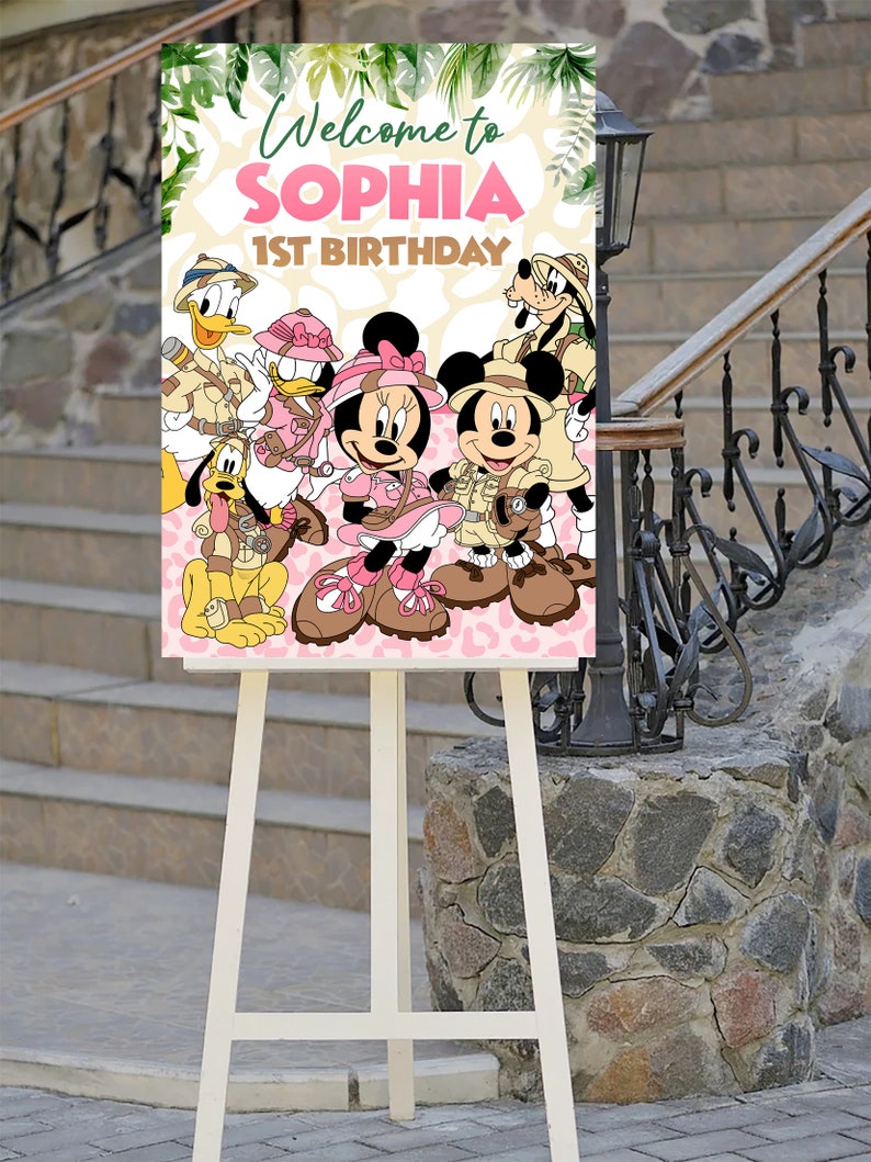 Mouse Safari Pink Welcome Sign, Mouse Safari Pink Welcome Board, Mouse ...