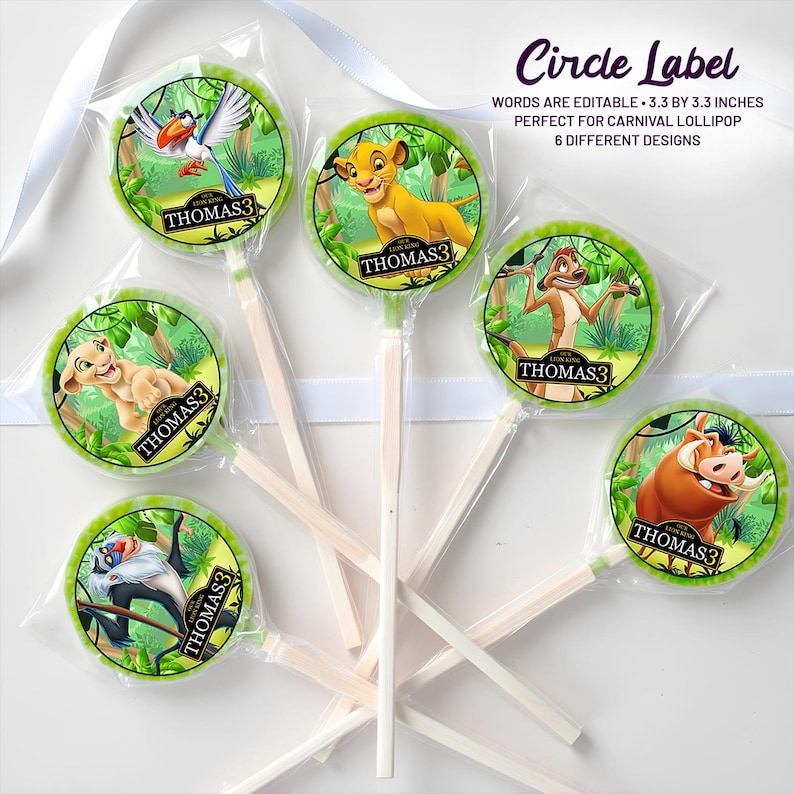 Lion King Lollipop Label, Lion King Circle Label, Lion King Lollipop ...