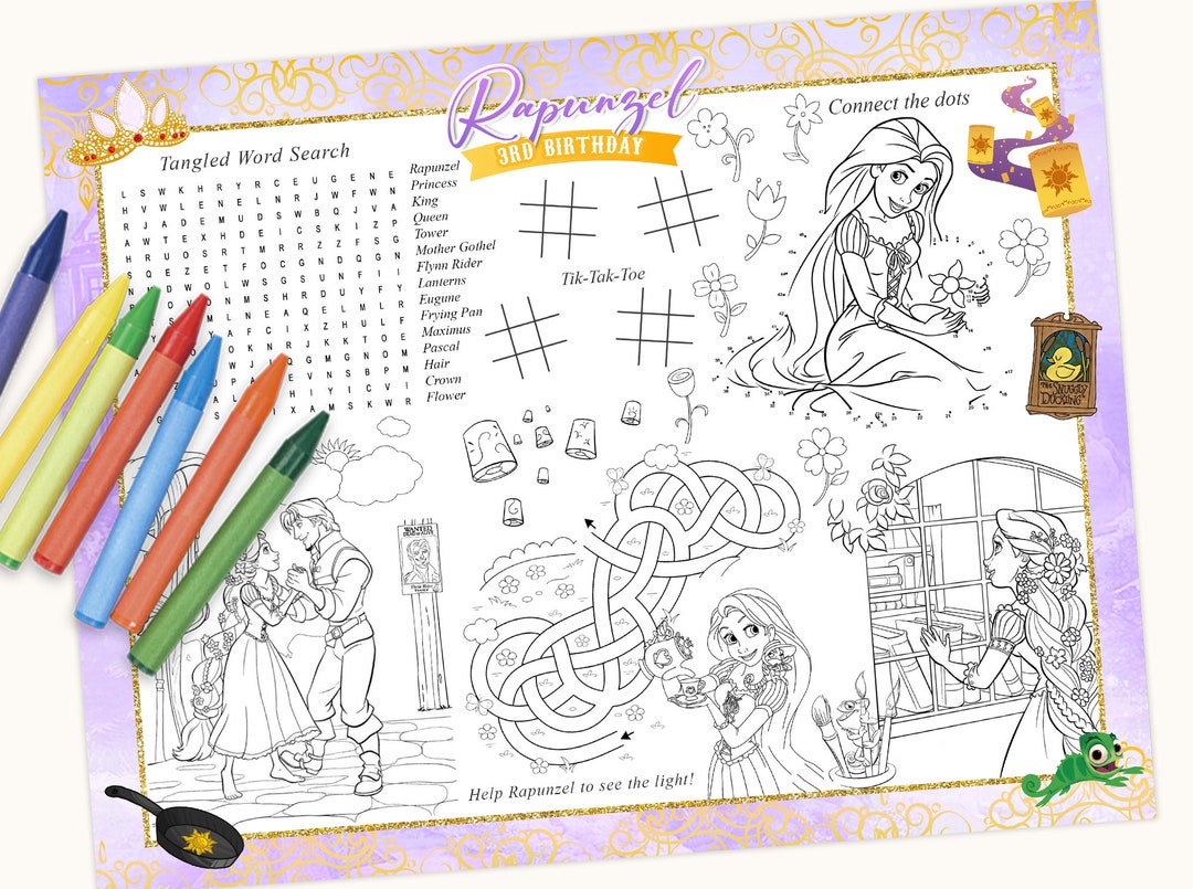 Tangled Rapunzel Activity Placemat, Tangled Rapunzel Placemat, Tangled ...