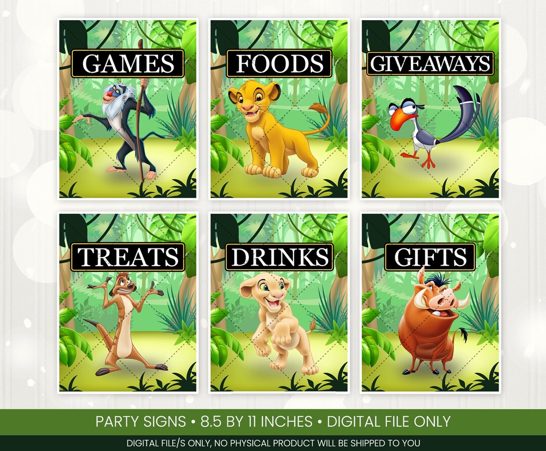 Lion King Party Signs Lion King Signage Lion King Party - Etsy