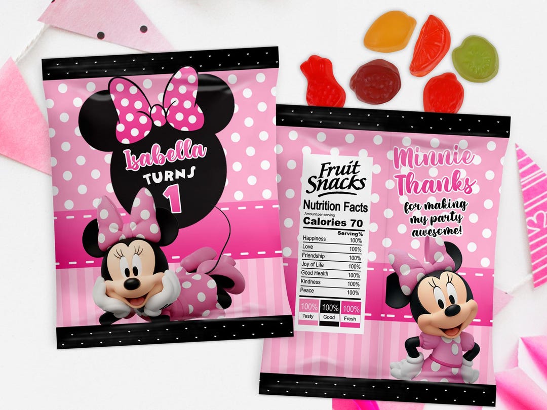 Minnie Mouse Fruit Snack Label, Birthday Party Printable (digital File ...