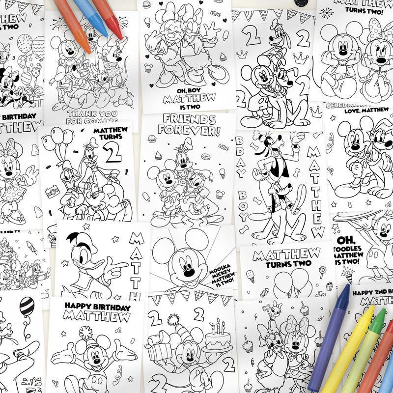 Birthday Mickey Coloring - Etsy