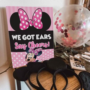 Minnie Mouse Pink Party Signs, Minnie Mouse Pink Signage, Minnie Mouse ...